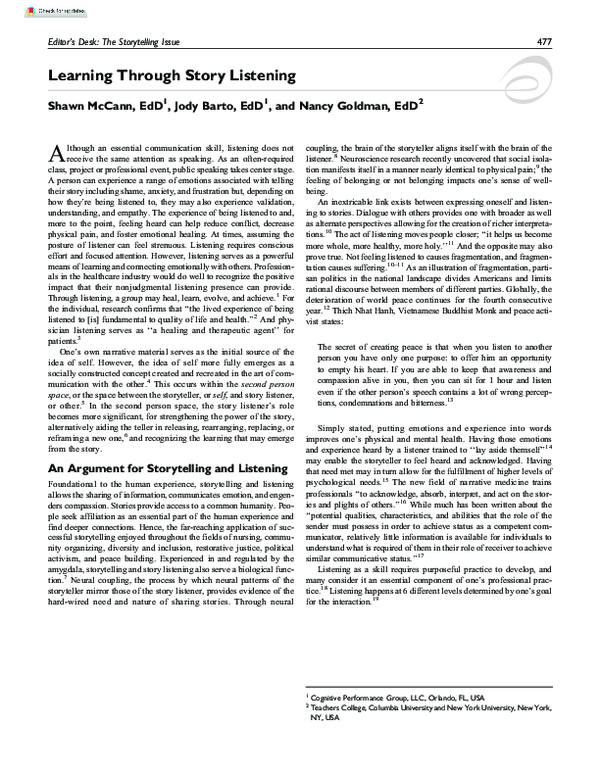 (PDF) Learning Through Story Listening