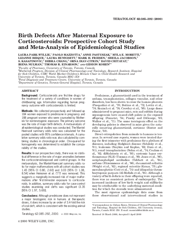 (PDF) Birth defects after maternal exposure to corticosteroids ...