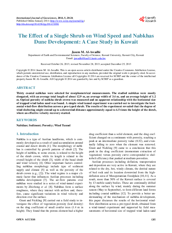 (PDF) The Effect of a Single Shrub on Wind Speed and Nabkhas Dune ...