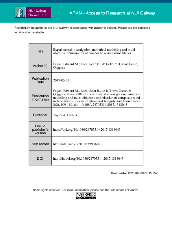 Pdf Experimental Investigation Numerical Modelling And Multi