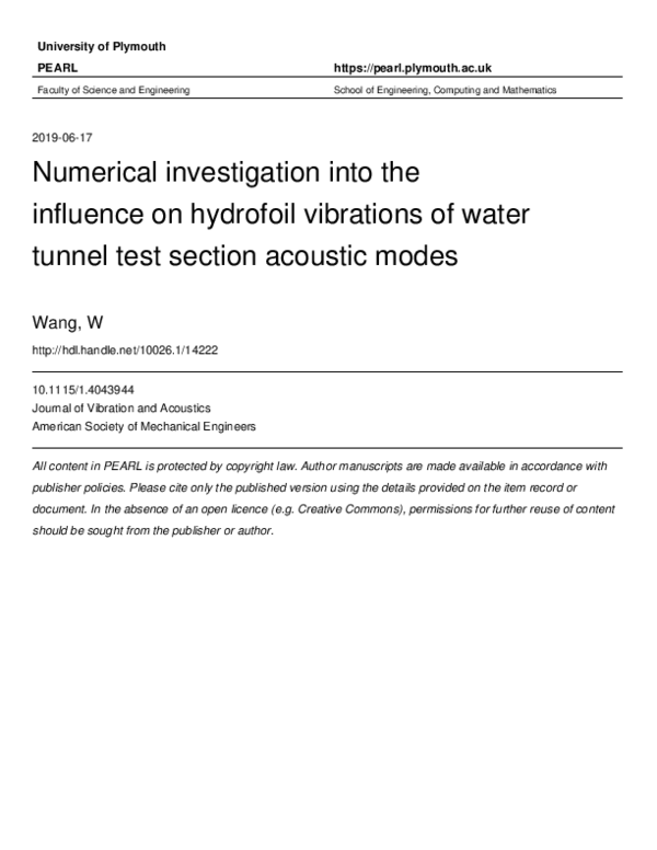 (PDF) Numerical investigation into the influence on hydrofoil ...