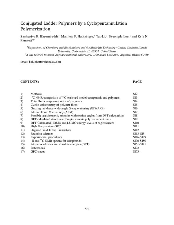 (PDF) Conjugated Ladder Polymers by a Cyclopentannulation Polymerization