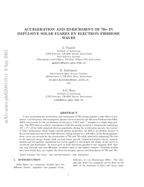 (PDF) 3 He Acceleration in Solar Flares via EFI Waves