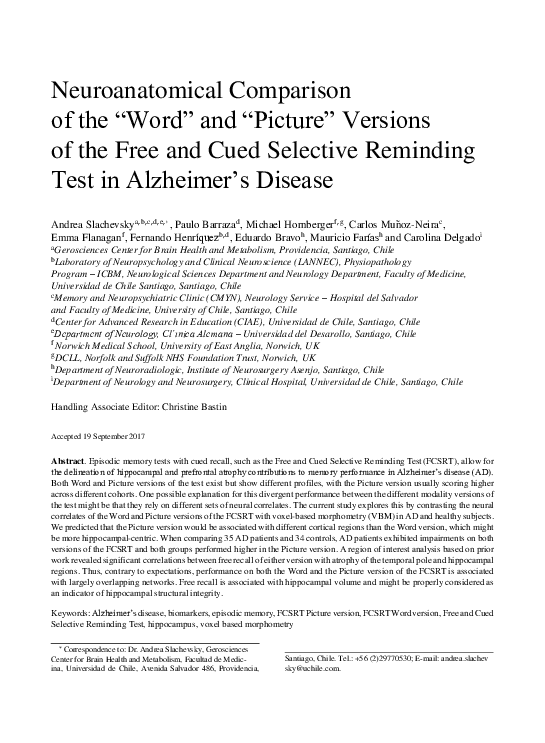 (PDF) Neuroanatomical Comparison of the "Word" and "Picture" Versions ...