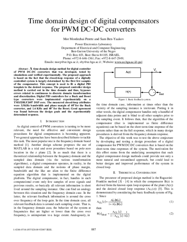 (PDF) Time-Domain Design of Digital Compensators for PWM DC-DC Converters
