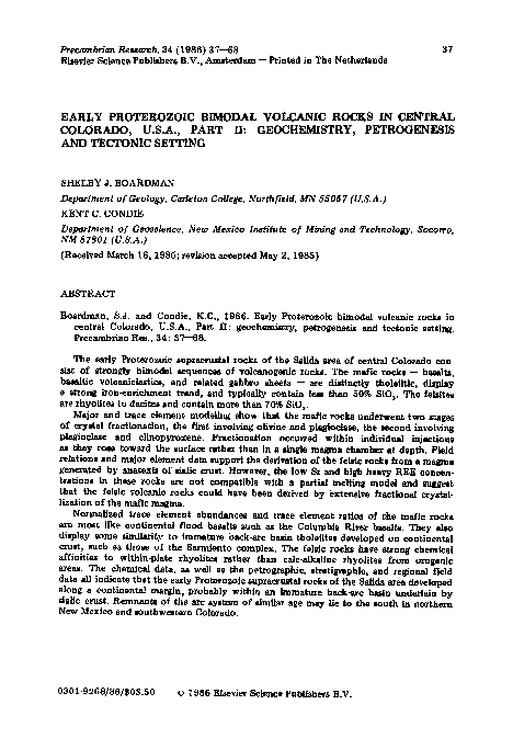 (PDF) Early Proterozoic bimodal volcanic rocks in central Colorado, U.S ...