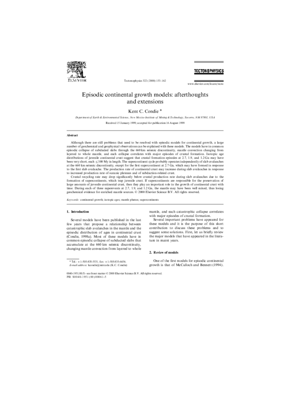 (PDF) Episodic continental growth models: afterthoughts and extensions