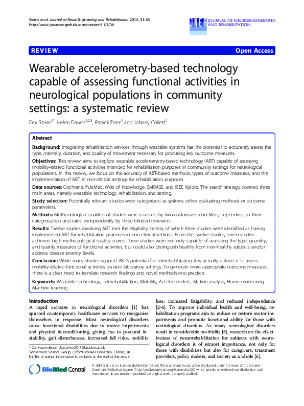 (PDF) Wearable accelerometry-based technology capable of assessing ...