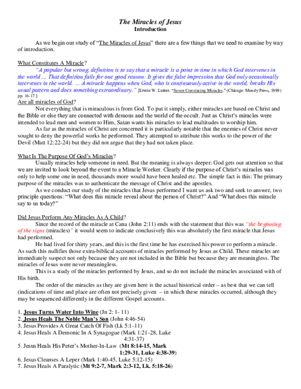 (PDF) The miracles of Jesus