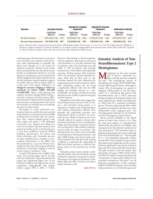 (PDF) Genomic Analysis of Non-Neurofibromatosis Type 2 Meningiomas ...