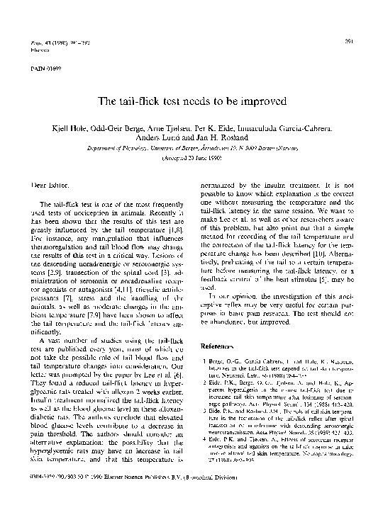 (PDF) The tail-flick test needs to be improved