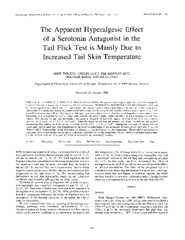 (PDF) The apparent hyperalgesic effect of a serotonin antagonist in the ...
