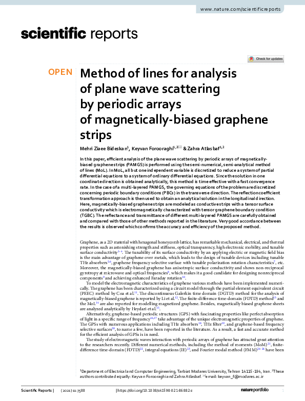 (PDF) Method of lines for analysis of plane wave scattering by periodic arrays of magnetically ...