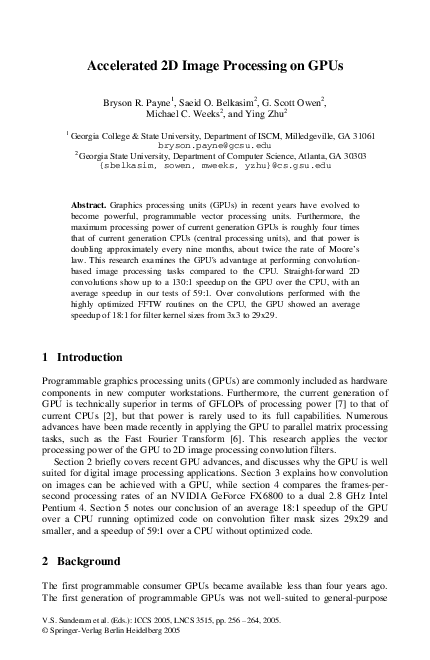 (PDF) Accelerated 2D Image Processing on GPUs