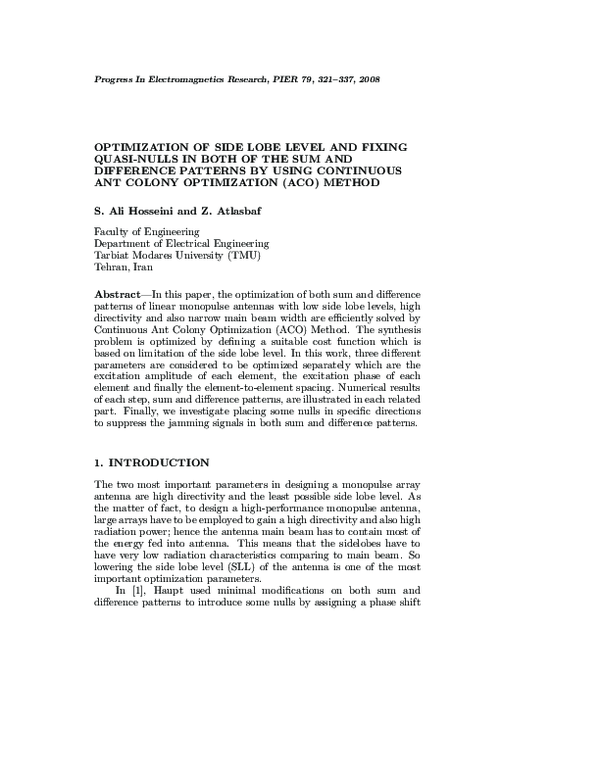 (PDF) Optimization of Side Lobe Level and Fixing Quasi-Nulls in Both of the Sum and Difference ...