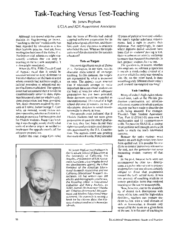 (PDF) Task-Teaching Versus Test-Teaching | W. Popham - Academia.edu