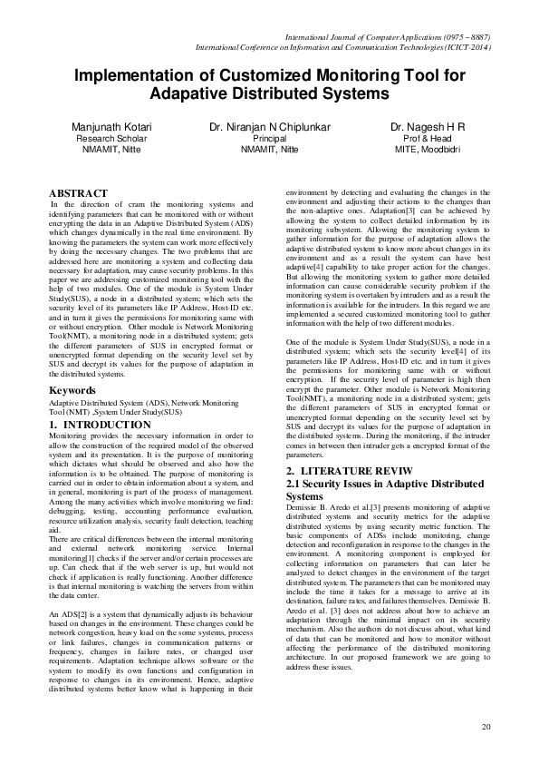 Pdf Implementation Of Customized Network Monitoring Tool And Security