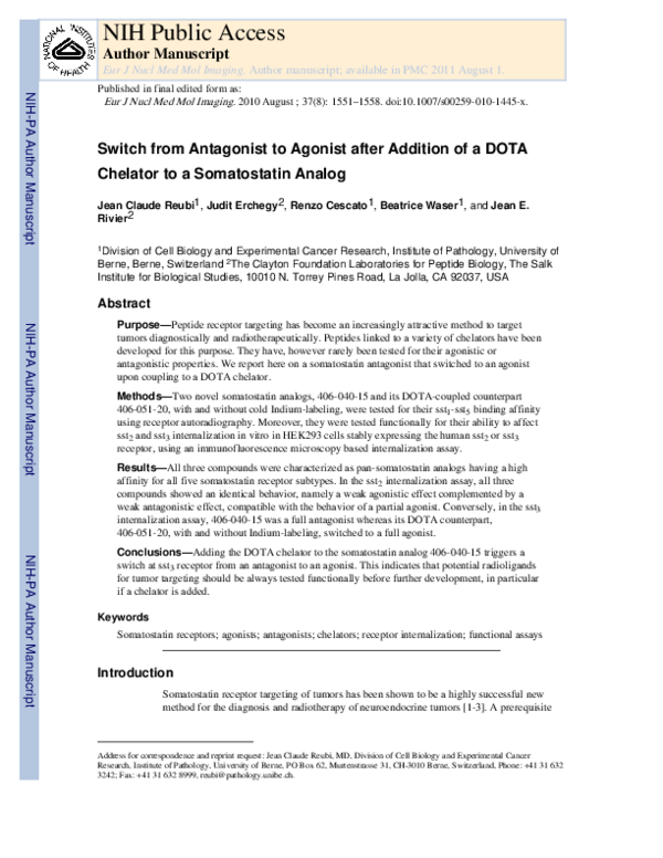 (PDF) Switch from antagonist to agonist after addition of a DOTA ...