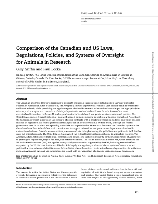 (PDF) Comparison of the Canadian and US Laws, Regulations, Policies ...