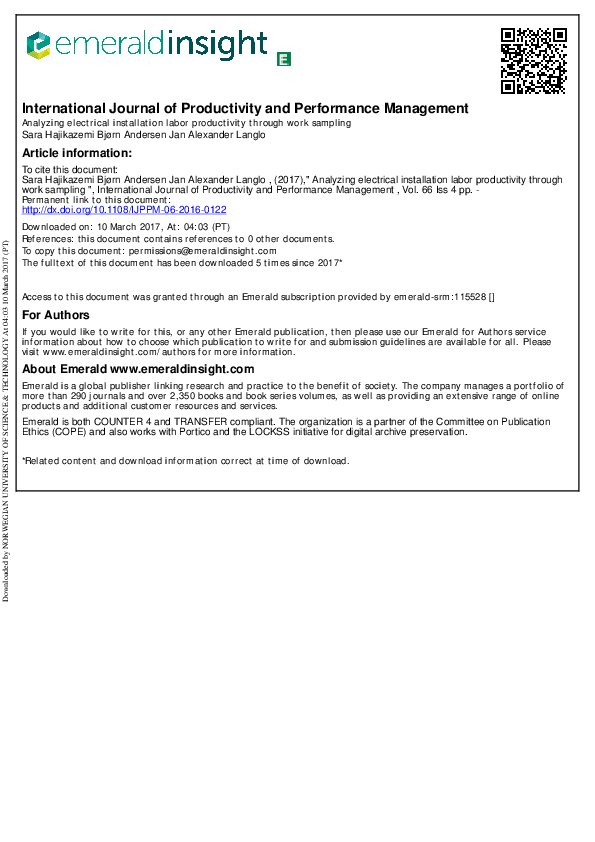 (PDF) Analyzing electrical installation labor productivity through work ...