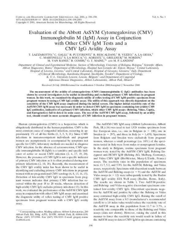(PDF) Evaluation of the Abbott AxSYM Cytomegalovirus (CMV ...