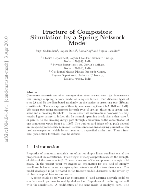 (PDF) Fracture of Composites: Simulation by a Spring Network Model