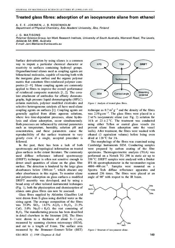 (PDF) Treated glass fibres: adsorption of an isocyanurate silane from ...