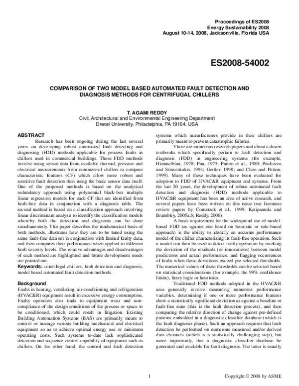 Pdf Comparison Of Two Model Based Automated Fault Detection And Diagnosis Methods For