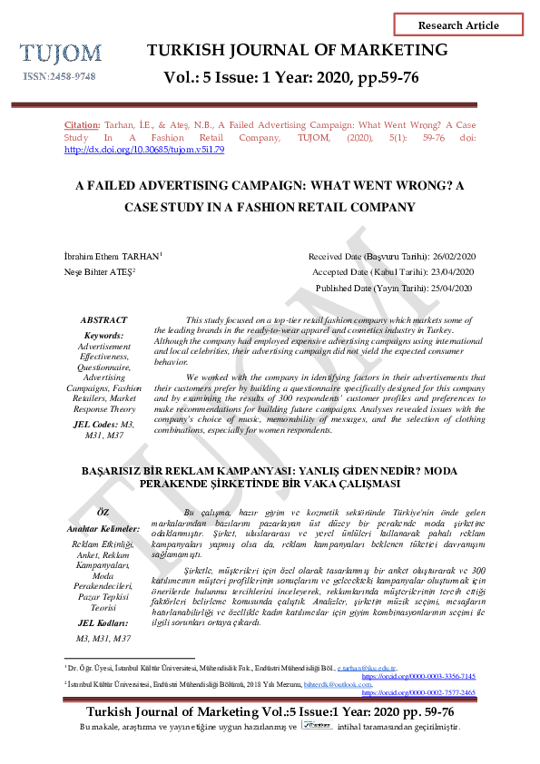 (PDF) A Failed Advertising Campaign: What Went Wrong? A Case Study in a ...