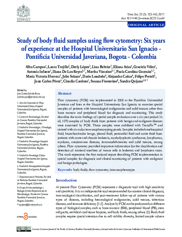 (PDF) Study of body fluid samples using flow cytometry: Six years of ...