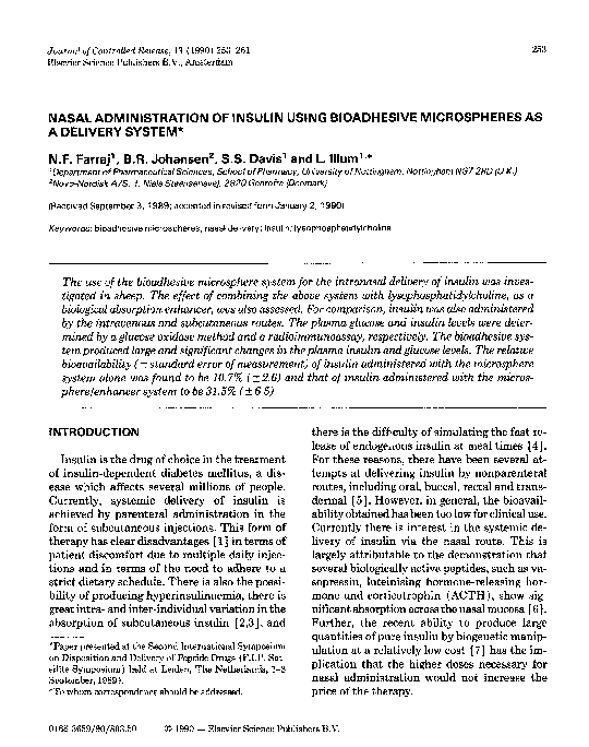 (PDF) Nasal administration of insulin using bioadhesive microspheres as ...