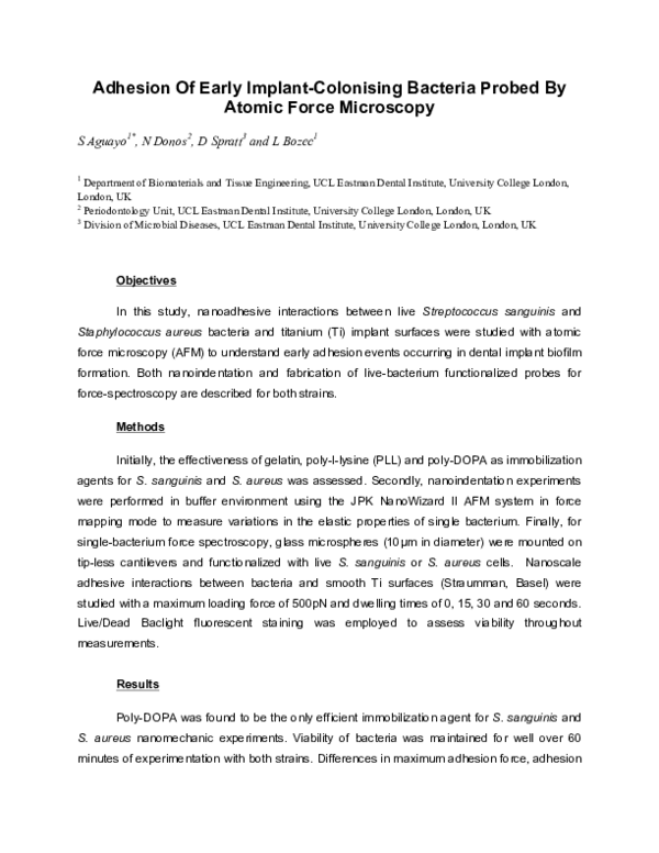 (PDF) Adhesion Of Early Implant-Colonising Bacteria Probed By Atomic ...