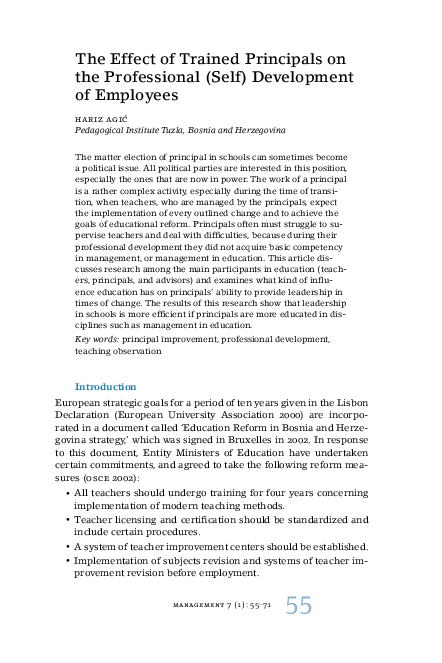 (PDF) The Effect of Trained Principals on the Professional (Self ...