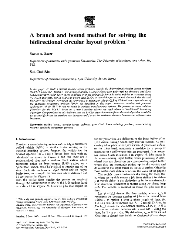 Pdf A Branch And Bound Method For Solving The Bidirectional Circular