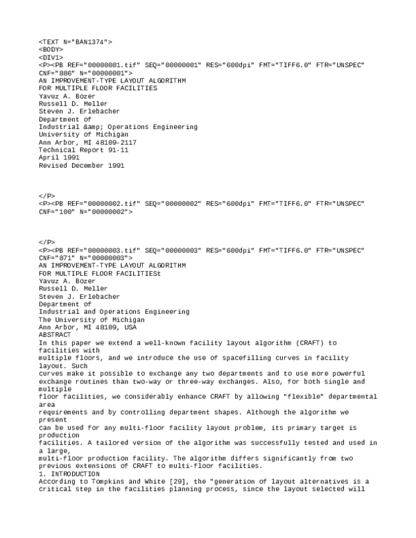 An Improvement Type Layout Algorithm For Single And Multiple Floor