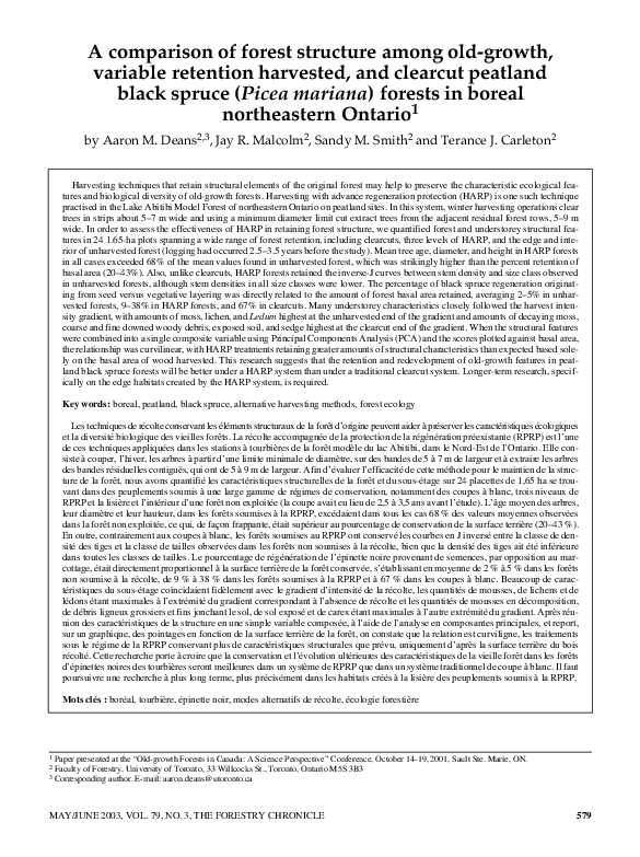 (PDF) A comparison of forest structure among old-growth, variable ...