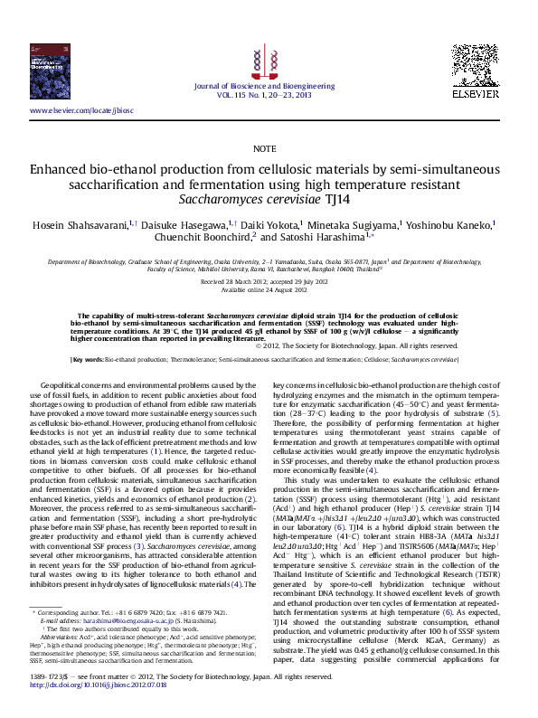 (PDF) Enhanced bioethanol production from cellulosic materials by semi ...