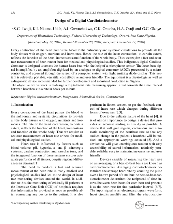 (PDF) Design of a Digital Cardiotachometer