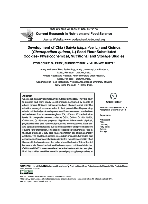 (PDF) Development of Chia (Salvia hispanica, L.) and Quinoa ...