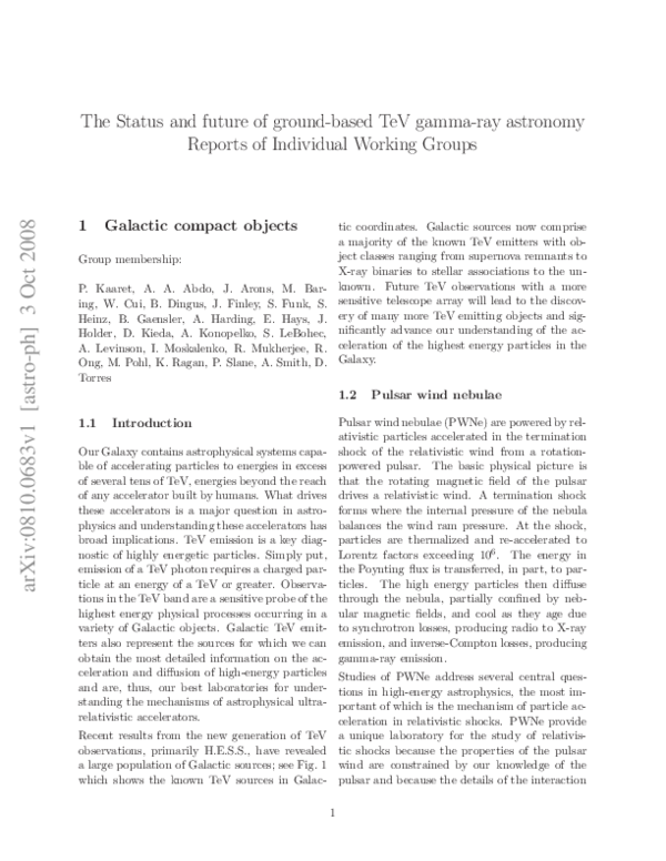 (PDF) Galactic Compact Objects Section of the White Paper on the Status ...
