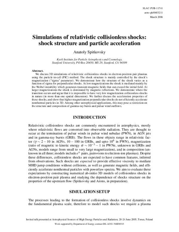 (PDF) Simulations of relativistic collisionless shocks: shock structure ...