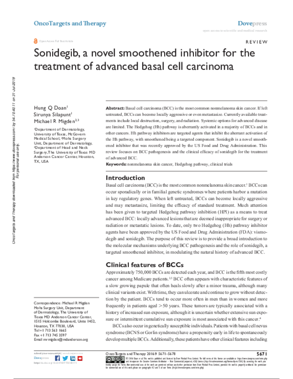 (PDF) Sonidegib, a novel smoothened inhibitor for the treatment of ...