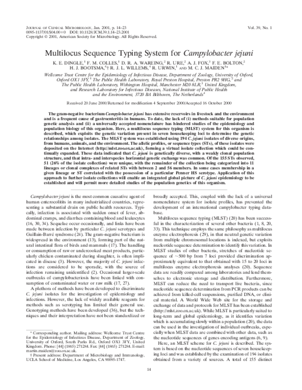 (PDF) Multilocus Sequence Typing System for Campylobacter jejuni