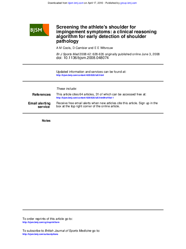 (PDF) Screening the athlete's shoulder for impingement symptoms: a ...