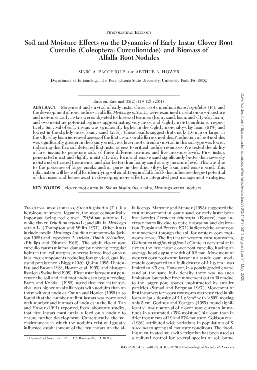 (PDF) Soil and Moisture Effects on the Dynamics of Early Instar Clover ...