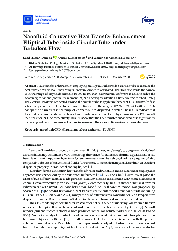 (PDF) Nanofluid Convective Heat Transfer Enhancement Elliptical Tube ...