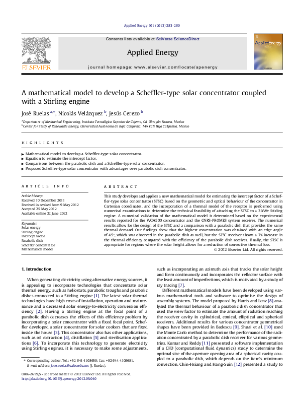 (PDF) A mathematical model to develop a Scheffler-type solar ...