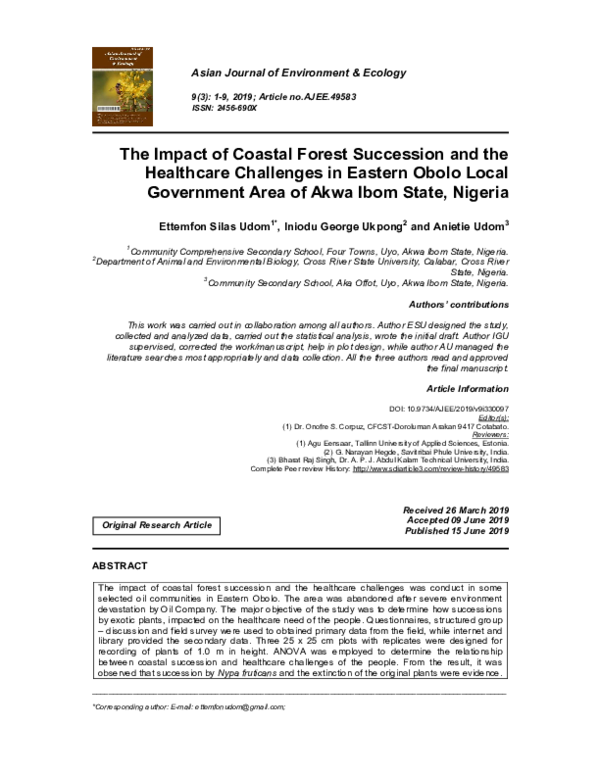 (PDF) The Impact of Coastal Forest Succession and the Healthcare ...