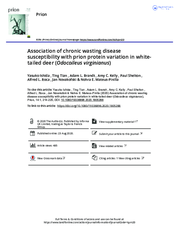 (PDF) Association of chronic wasting disease susceptibility with prion ...
