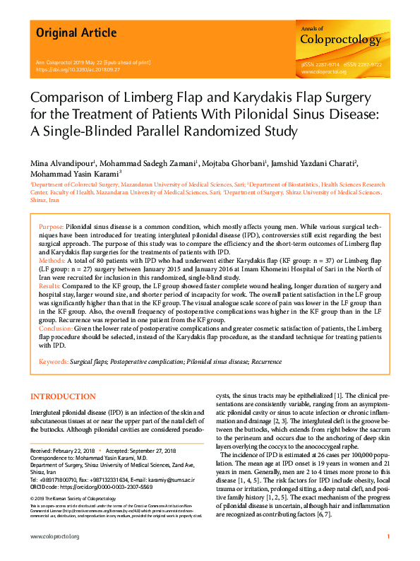 (PDF) Comparison of Limberg Flap and Karydakis Flap Surgery for the ...